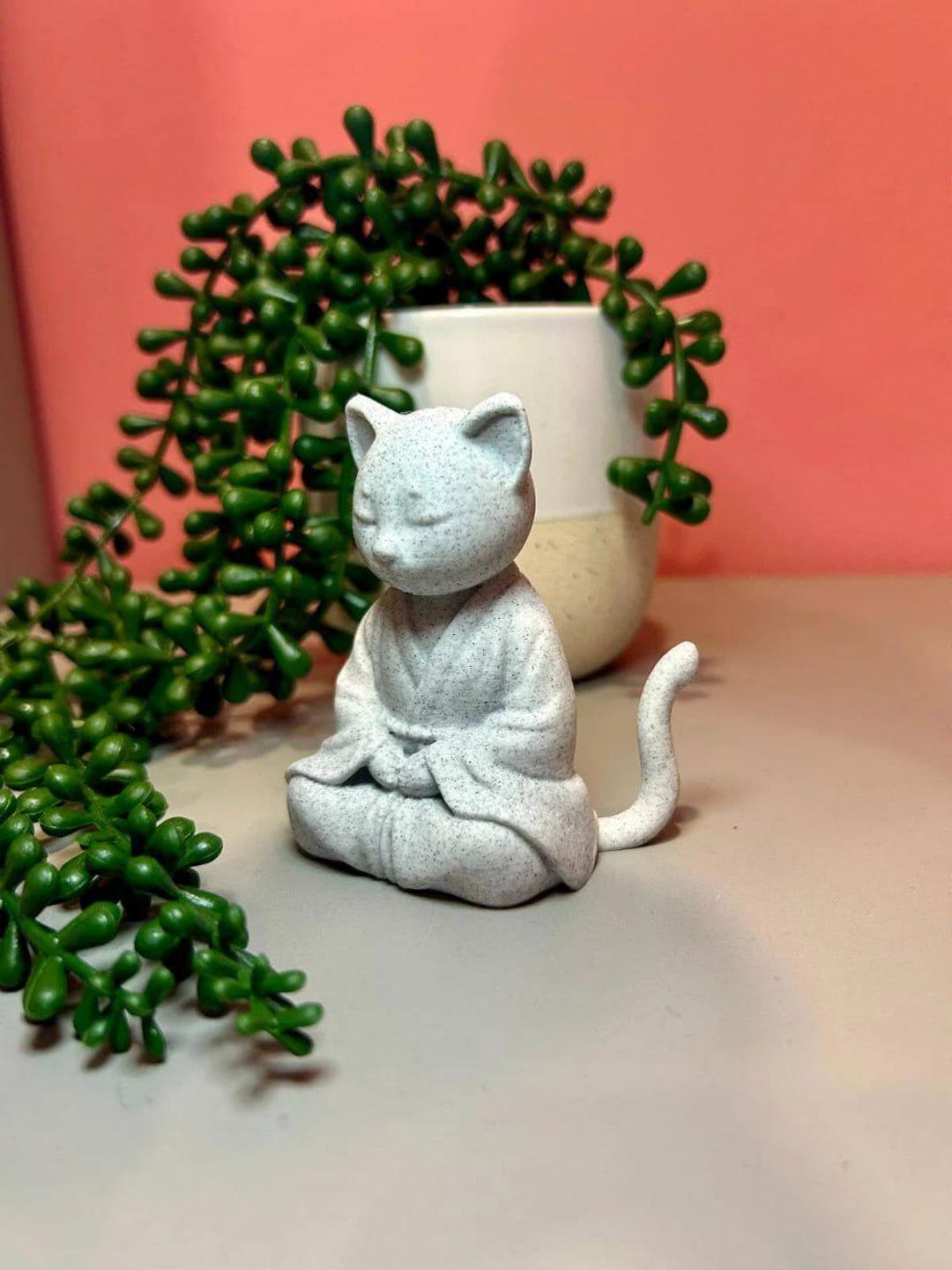 Zen Cat Statue – Meditating Cat Figurine – Yoga Cat Decor – Minimal ...