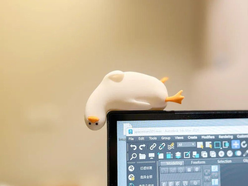 Cute Goose Monitor Buddy – Desk Decor Figurine – Funny Screen Topper ...