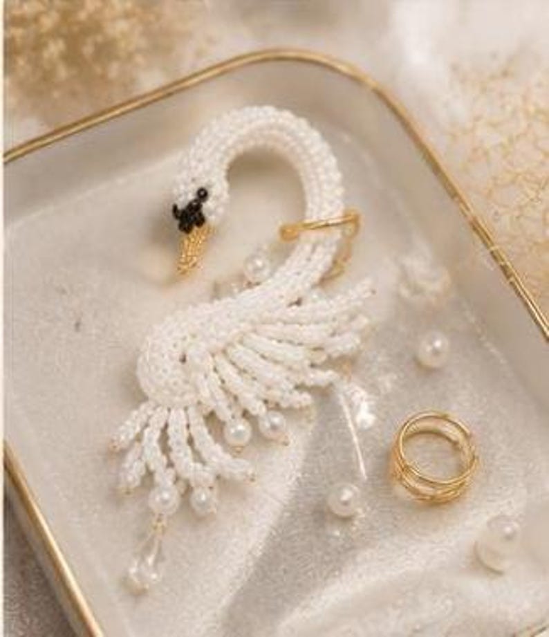 Crochet Swan Ear Cuff Pattern | Beaded Fairy Earring Tutorial (PDF ...
