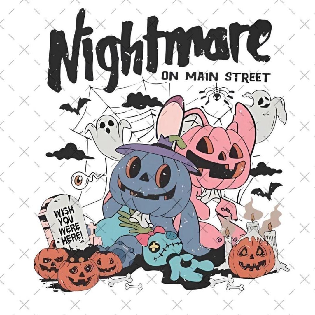 Nightmare on Main Street Stitch and Angel Halloween PNG SVG, Disneyland ...