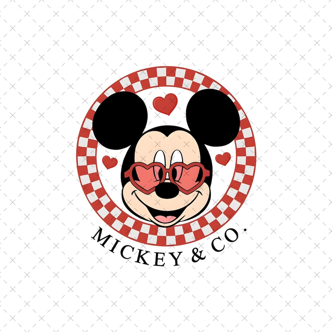 Retro Mickey & Co. Checkered Circles Romantic Valentine’s Day PNG SVG ...