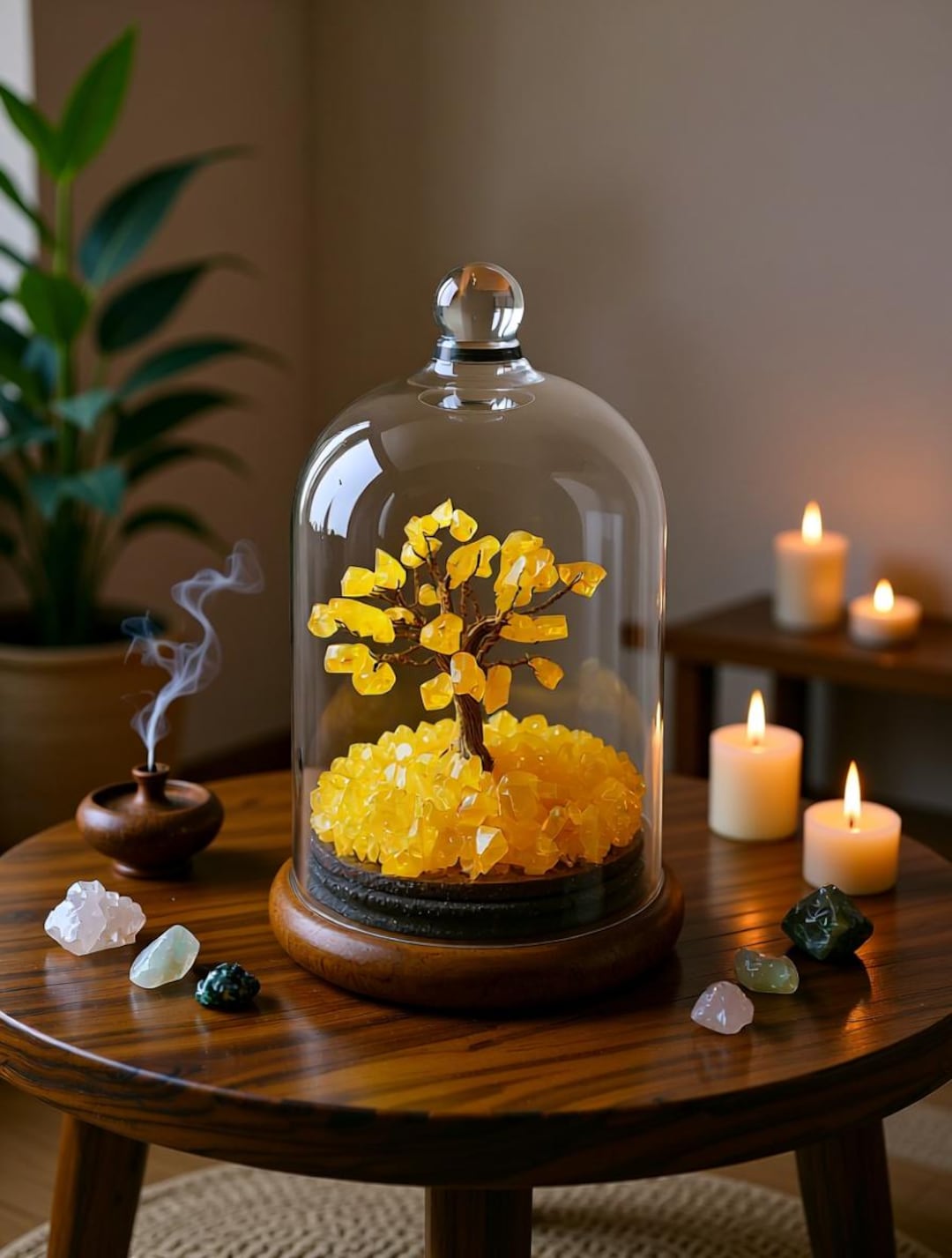 Handmade Yellow Aventurine Tree of Life | Crystal Wish Tree in Glass ...