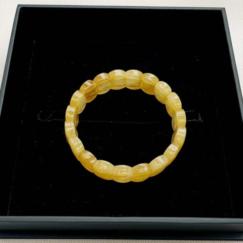 Buy Handmade Yellow Citrine Bracelet | 14MM Oval Crystal Beads, Healing ...