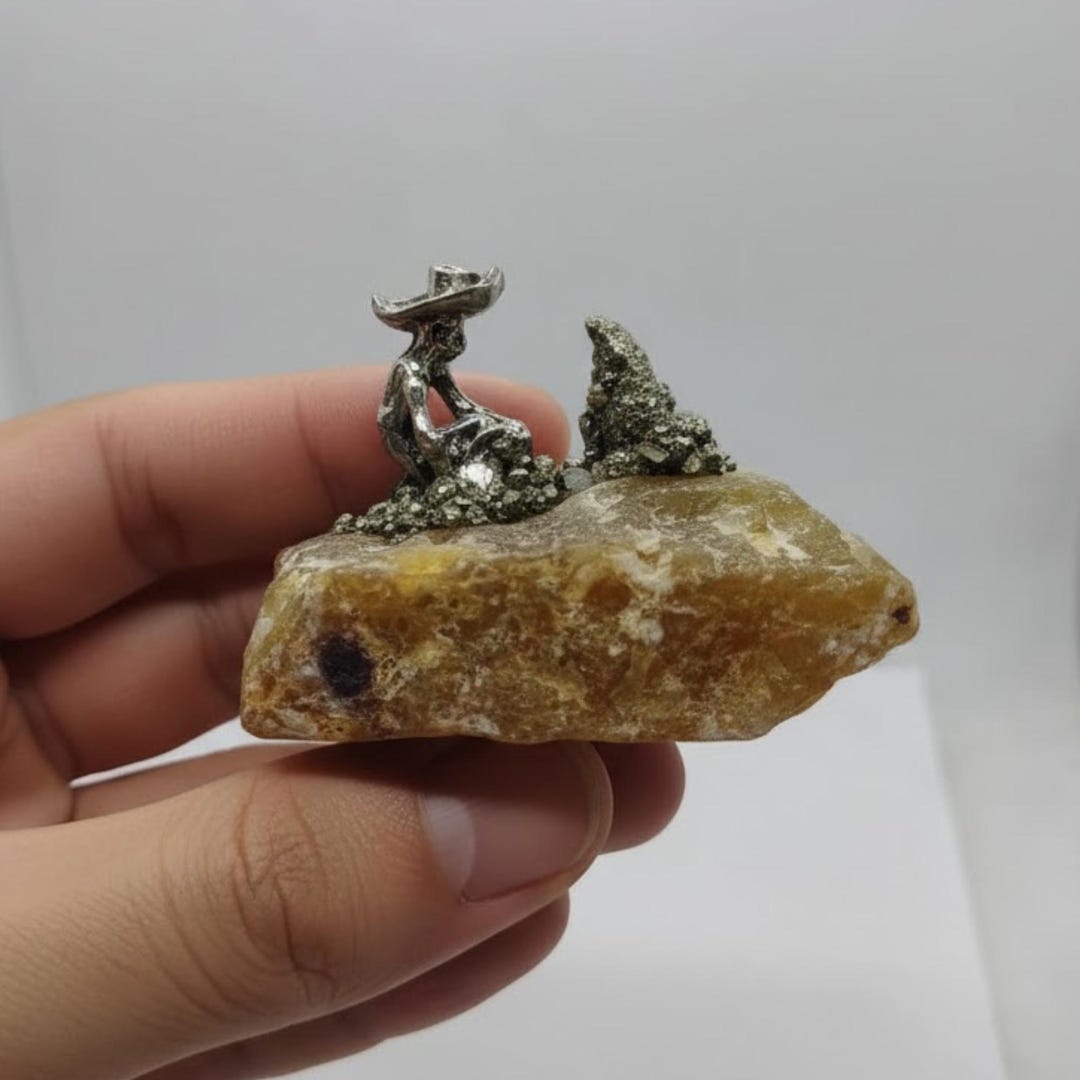 Buy Citrine Miner Statue With Pyrite Cluster | Spiritual Healing ...