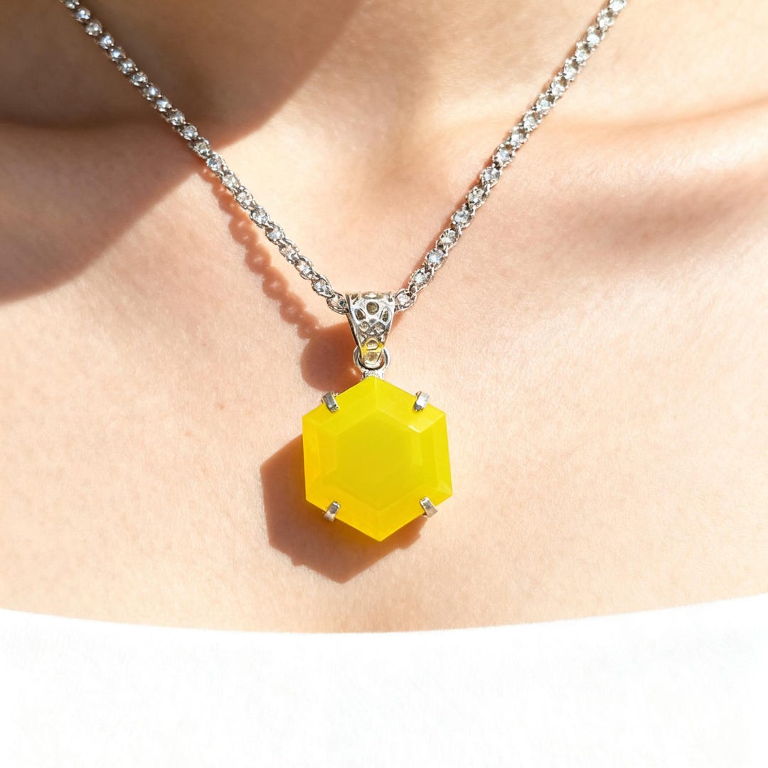 Handmade Yellow Opal Hexa Cut Pendant Necklace | 90-100CT Natural ...