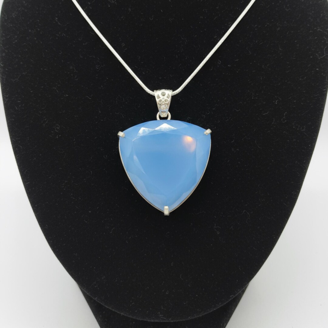Buy Handmade Blue Opal Trillion Cut Gemstone Pendant 90-100CT ...