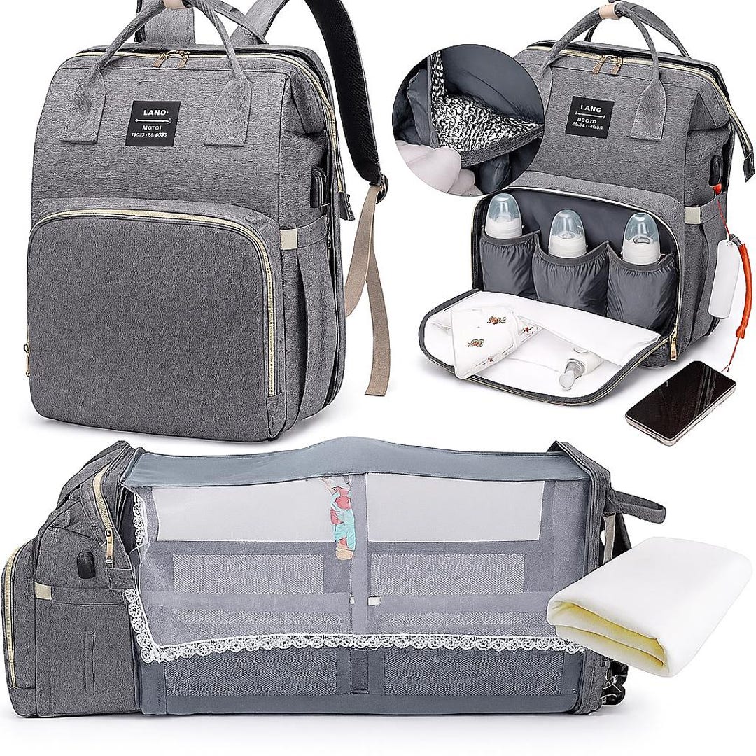 3-in-1 Diaper Bag With Foldable Baby Bed – Multifunctional Maternity ...