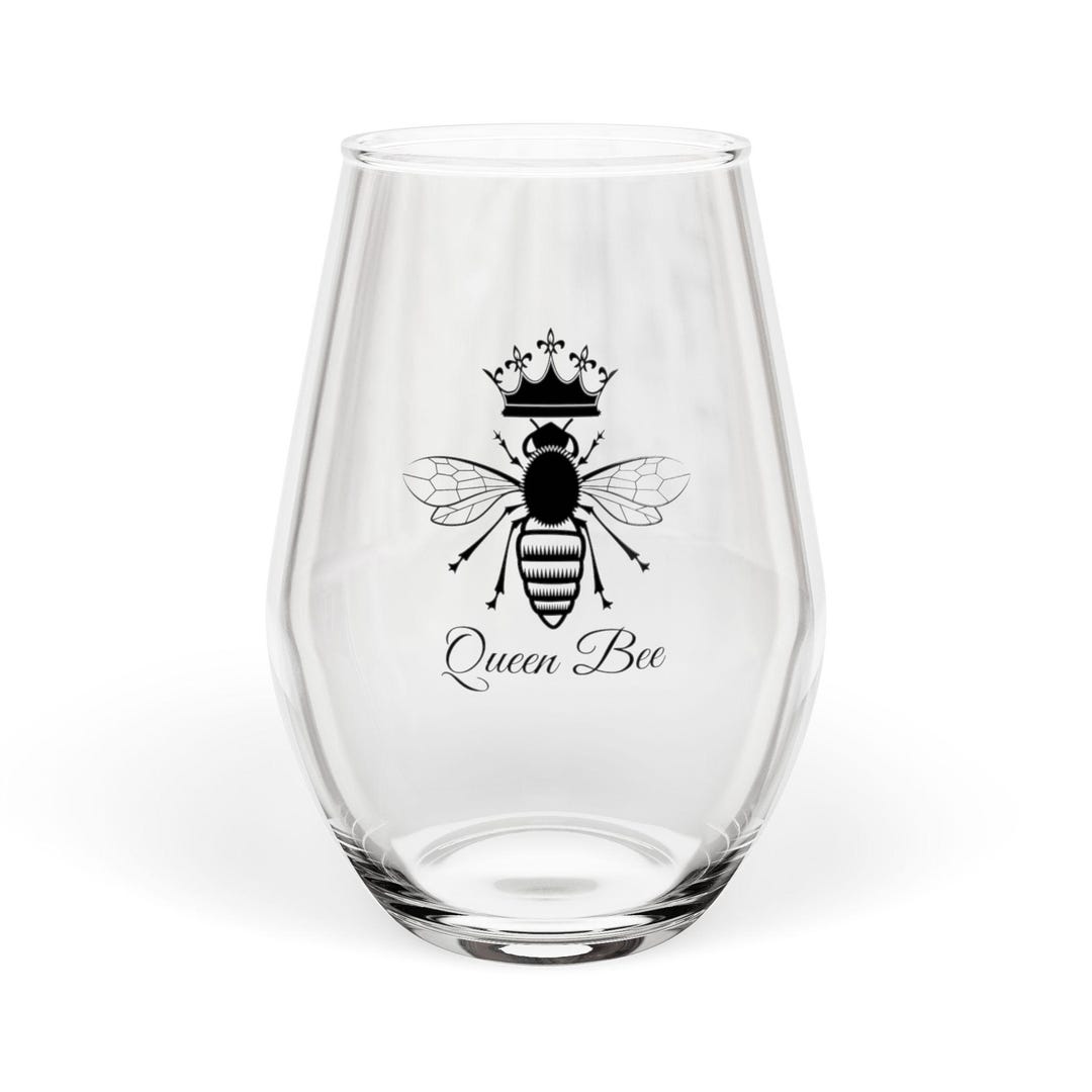 Queen Bee Stemless Wine Glass | Unique Gift for Wine Lovers, Perfect ...