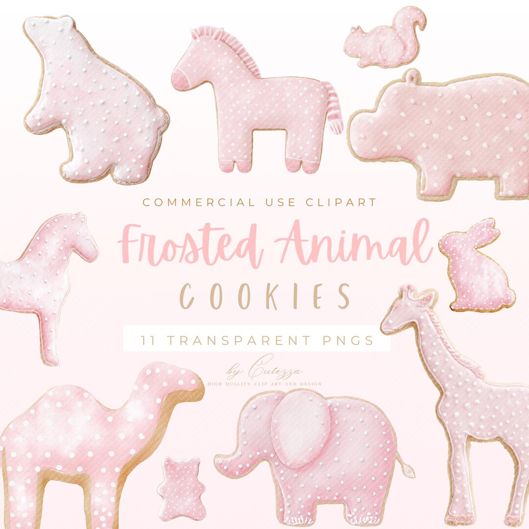 Frosted Animal Cookies Clipart: Watercolor Style (digital Download) - Etsy