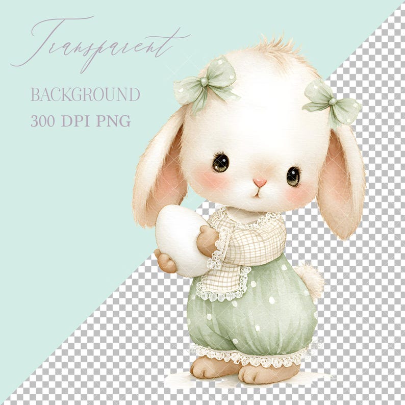 Watercolor Easter Bunnies Clipart Bundle: PNG Bunny (commercial Use) - Etsy