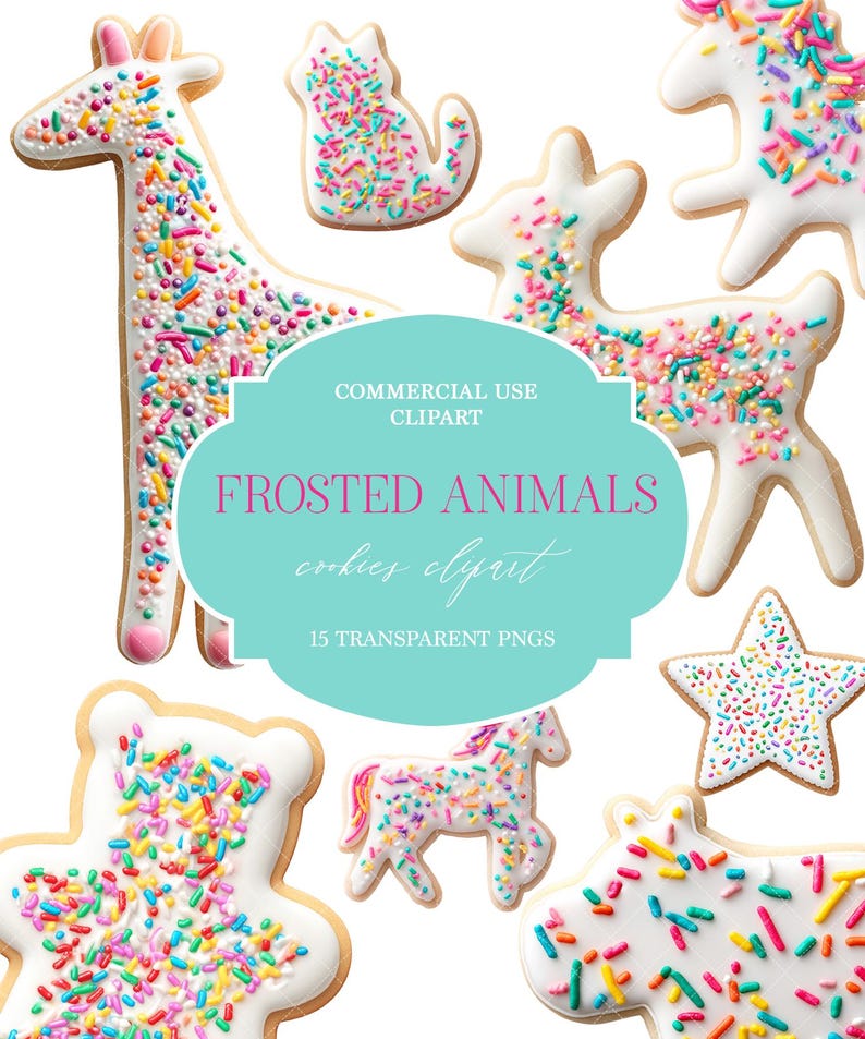 Frosted Animal Cookies Clipart: PNG Bundle (digital Download) - Etsy