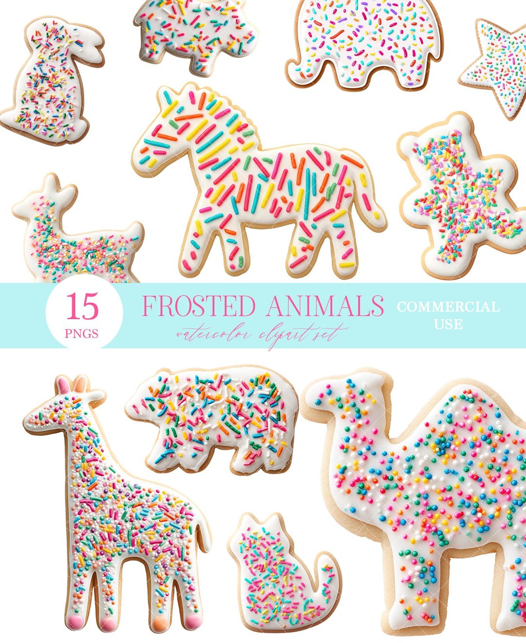 Frosted Animal Cookies Clipart: PNG Bundle (digital Download) - Etsy