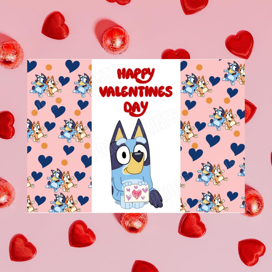 Bluey Valentines Chocolate Bar Wrapper - Etsy