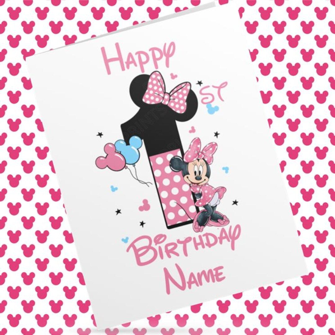 Minnie Mouse Personalised Birthday Card With Age 1-9 Years ( Disney I ...