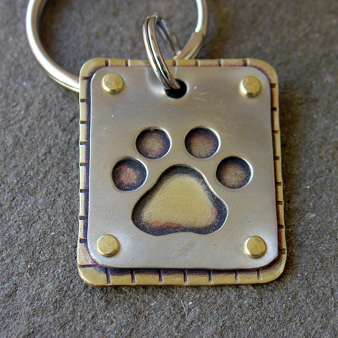 Rugged Paw Print Key Chain-not Personalized - Etsy