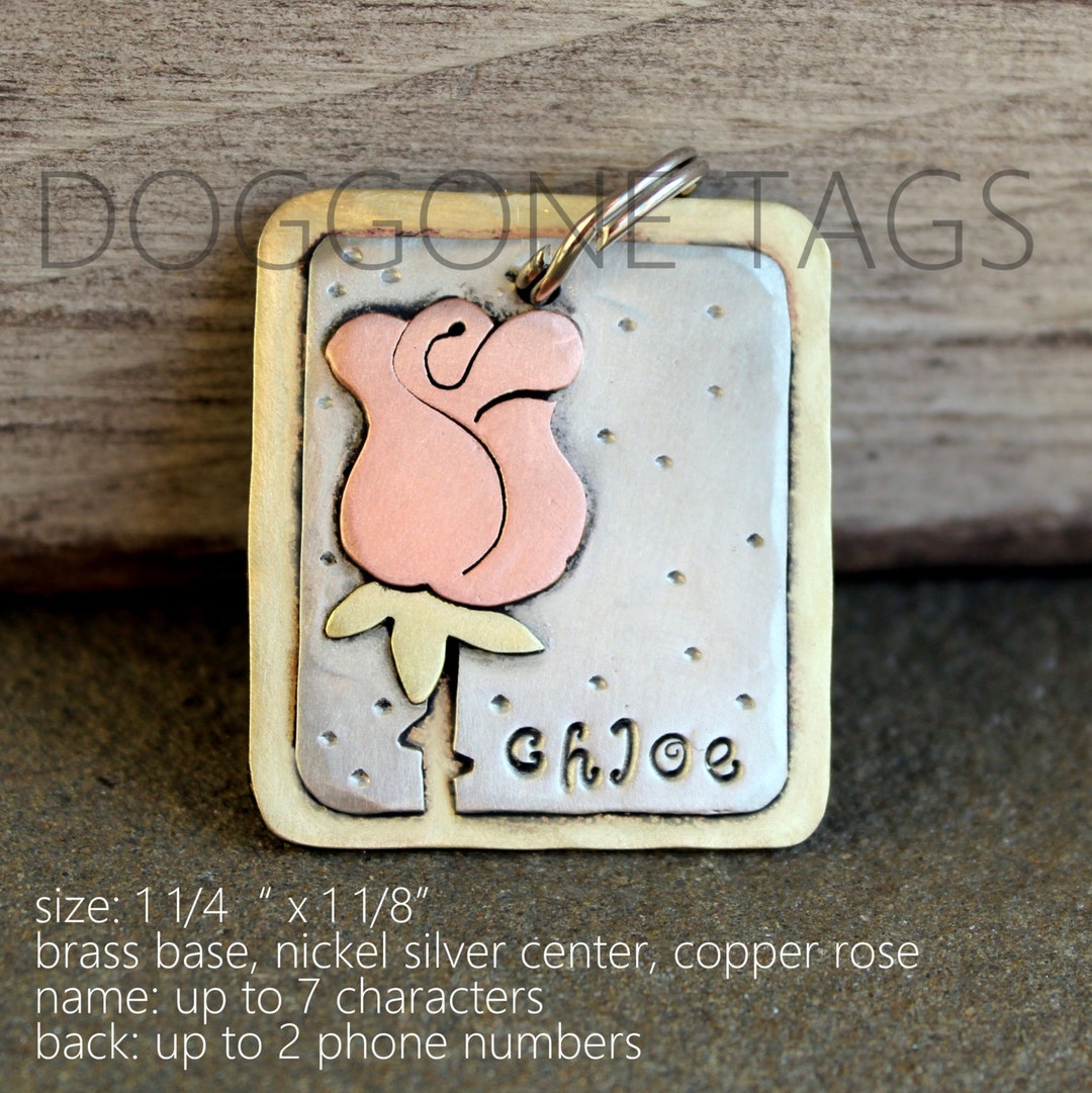 Custom Dog Tag- Personalized Flower Dog Tag for Pets- the Rose - Etsy