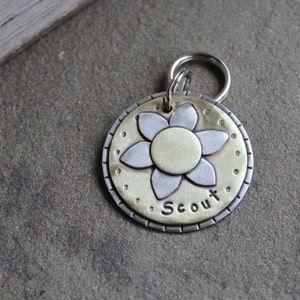 XL Dog Id Tag- Metal Pet Id Tag for Large Dogs- Flower- XL Floating ...
