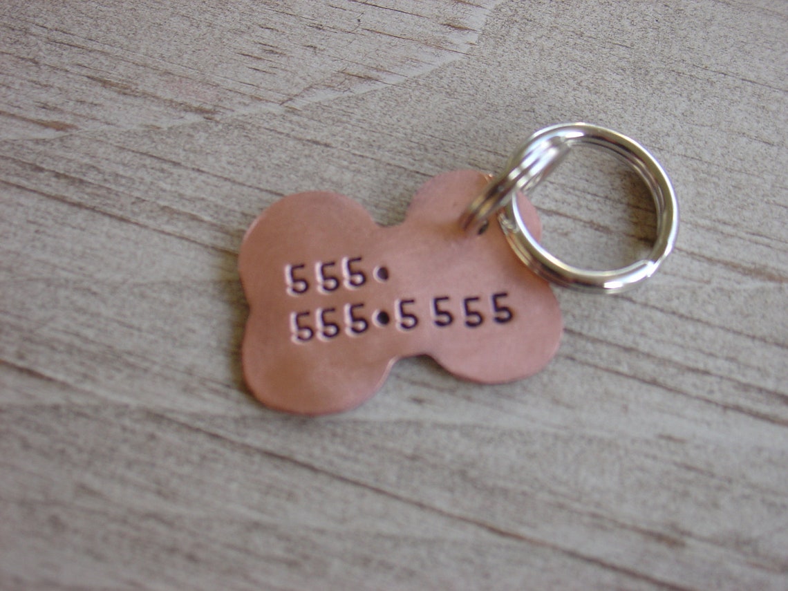 Bone Dog Id Tag for Small to Medium Dogs- Pet Id Tag in Copper and ...