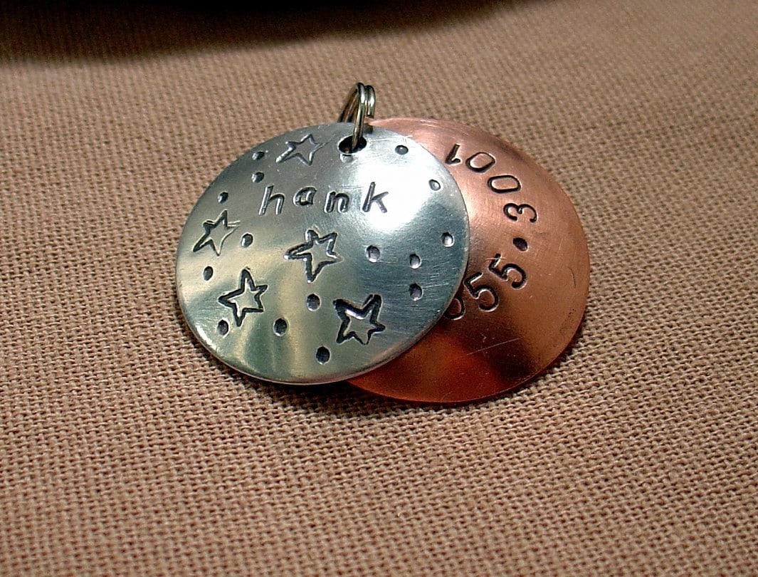 Hank- Mixed Metal Pet Id Tag - Etsy