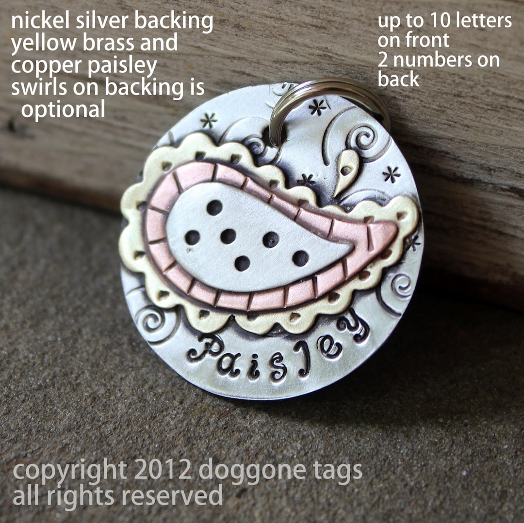 Dog ID Tag and Key Fob- Large Paisley Tag - Etsy