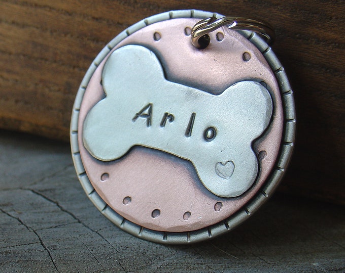 Custom Pet ID Tag Personalized Mixed Metal Tag for Large Dog the Arlo ...