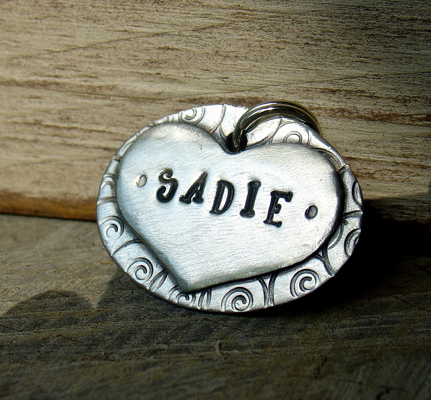 Heart Pet ID Tag for Pups Dog Unique Custom Mixed Metal Name Tag for ...