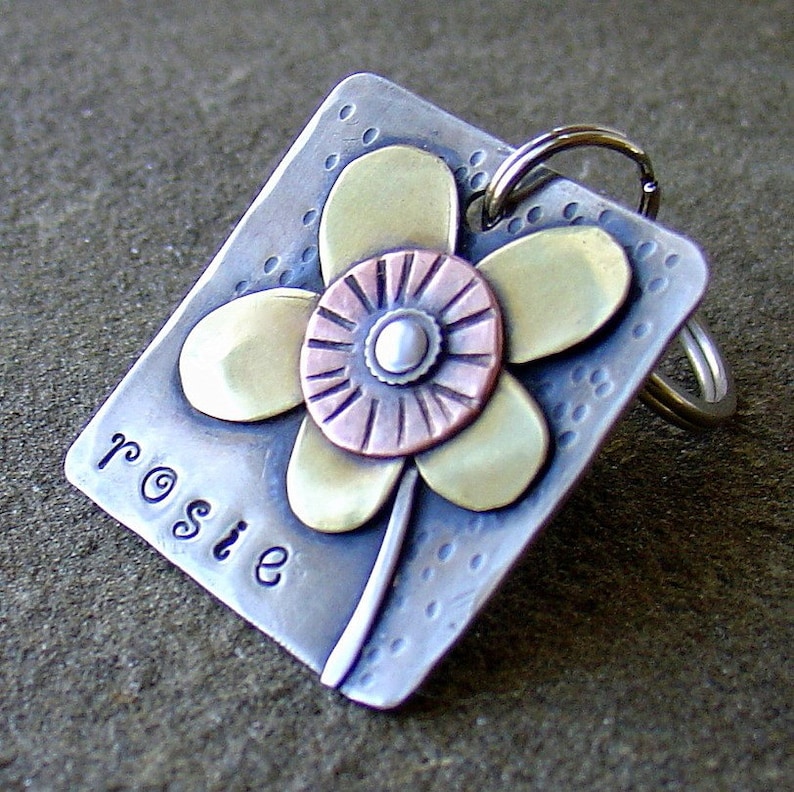 Rosie- Mixed Metal Pet Id Tag - Etsy