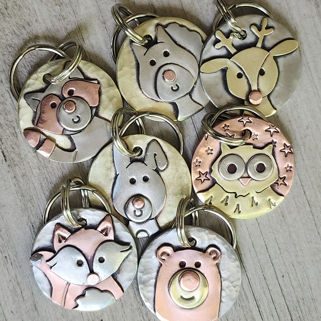 Small Dog ID Tag- Dog Tag- Pet Name Tag-woodland Animals Tag- Critters ...