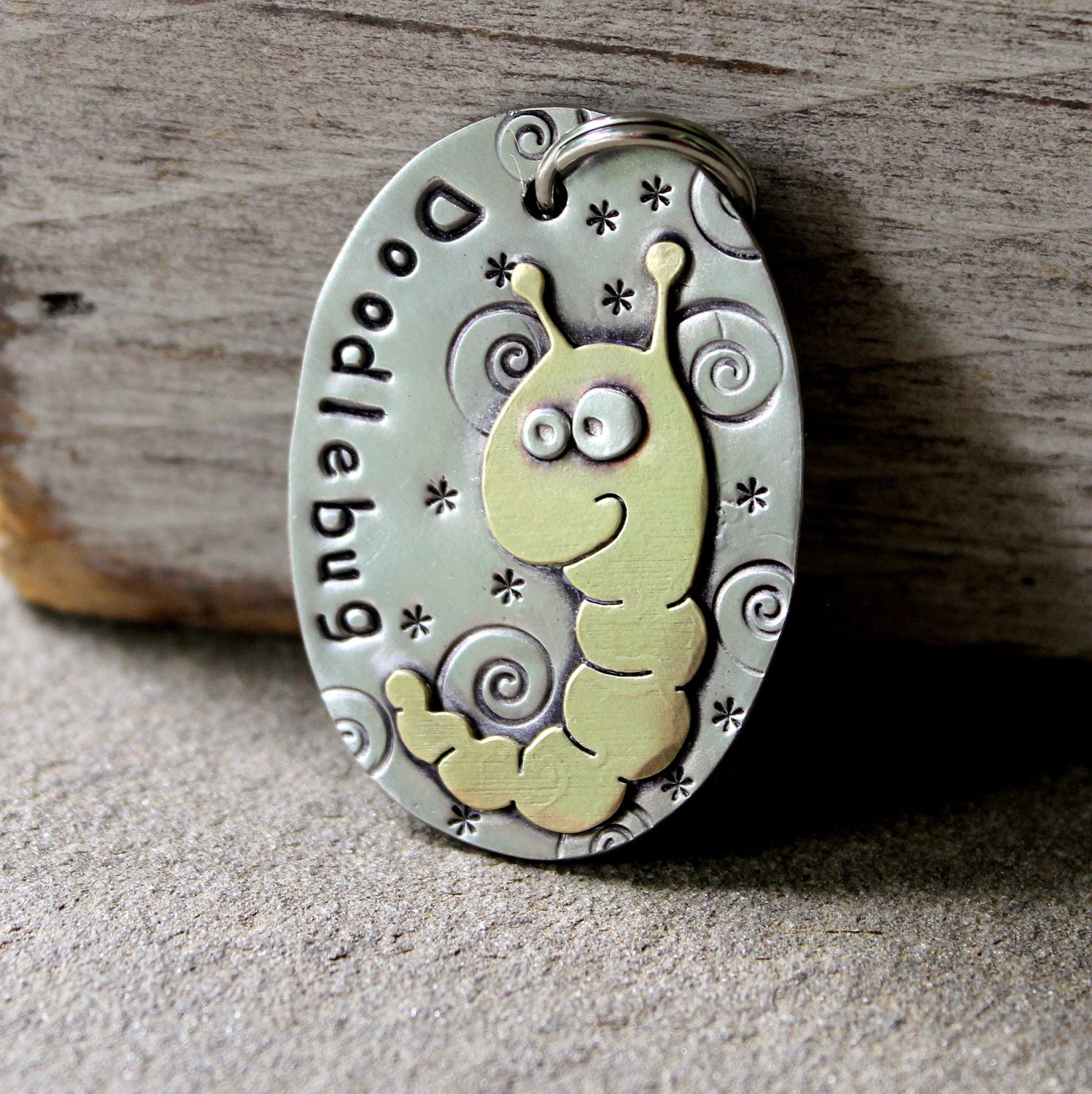 Large Dog ID Tag Large Bug or Catapillar Metal Pet Id Tag | Etsy