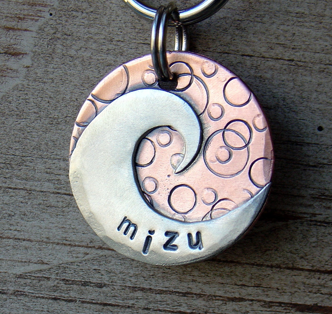 Dog ID Tag and Key Fob- Waves - Etsy