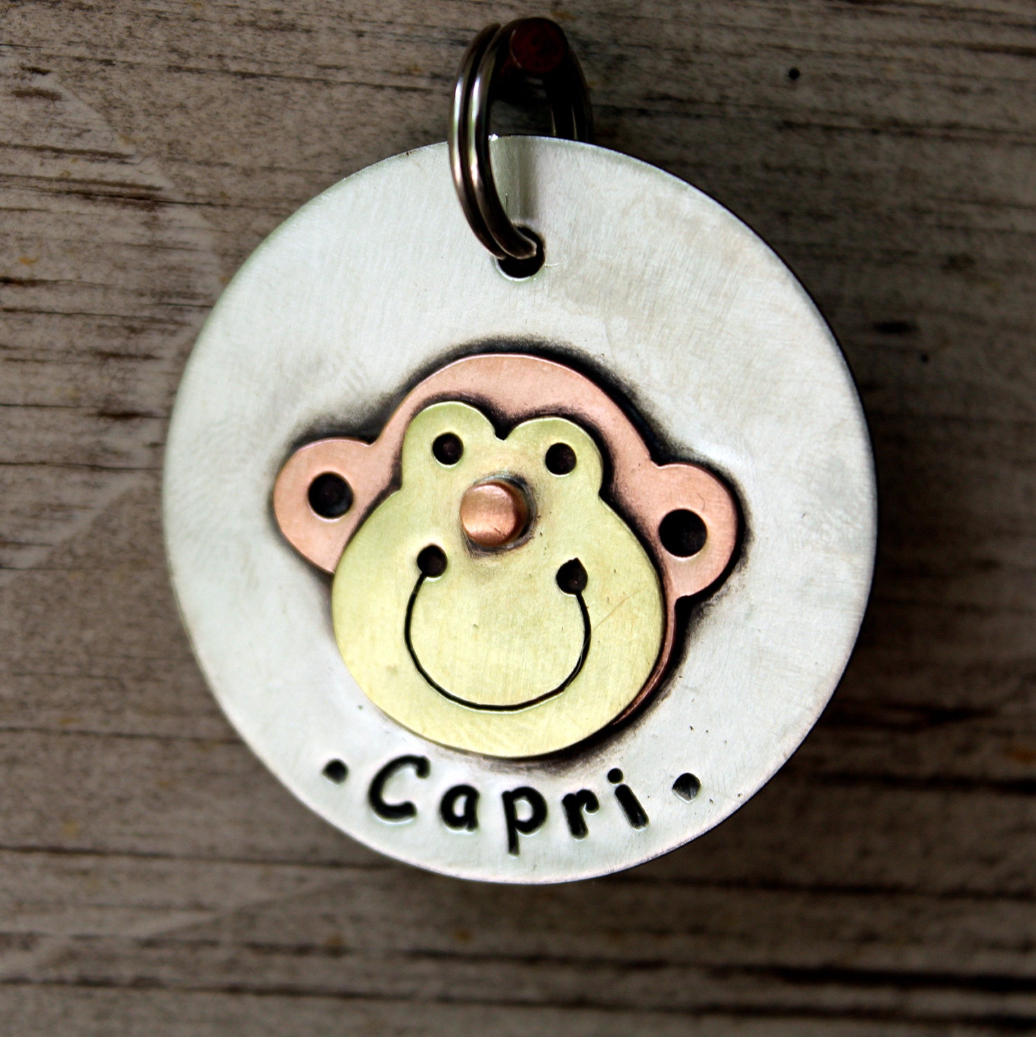 Large Dog ID Tag Personalized Monkey Pet Tag - Etsy