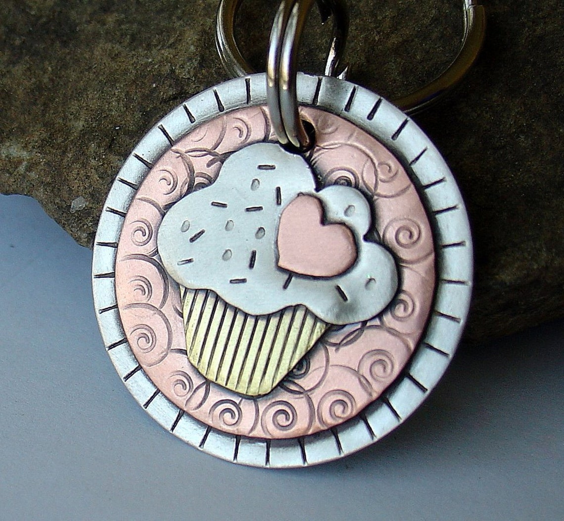 XL Custom Pet ID Tag- Dog Tag for Big Dogs- Personalized Metal Cupcake ...