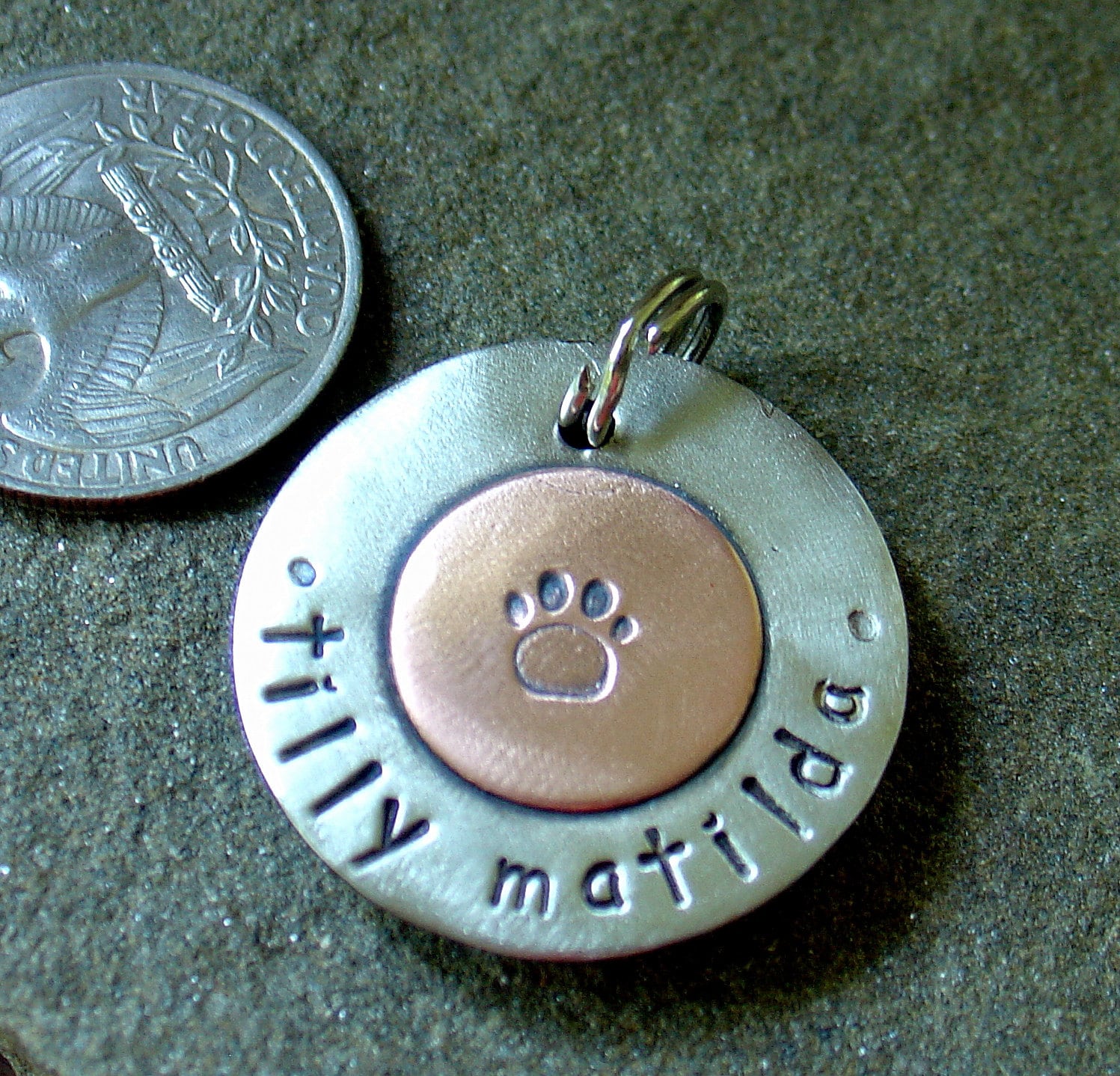 Dog ID tag personalized mixed metal tag Sealed with a Paw | Etsy