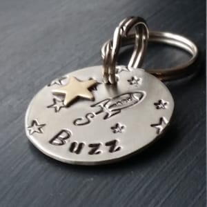 Custom Dog Id Tag- Pet Tag With Rocket and Star- Comet- Pet Id Tag - Etsy