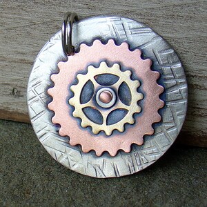 Dog ID Tag- Stacked Cogs - Etsy