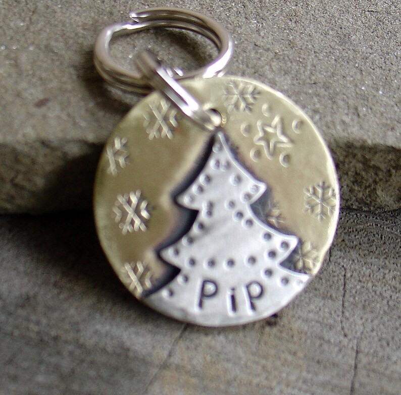 Chrismas Dog ID Tag- Christmas Tree - Etsy