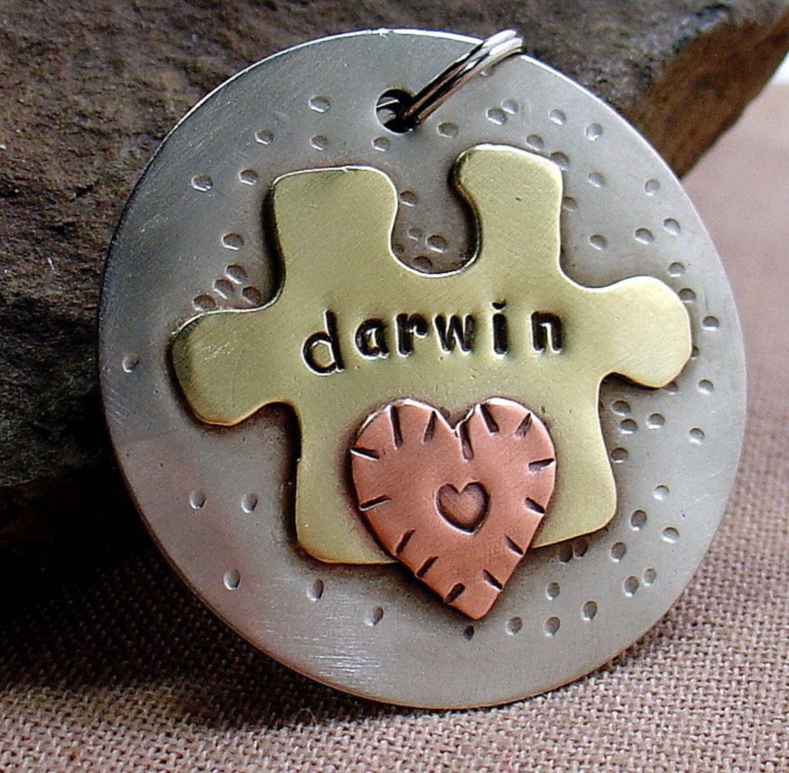 Dog ID Tag- Piece of the Puzzle Pet ID Tag for Dog - Etsy