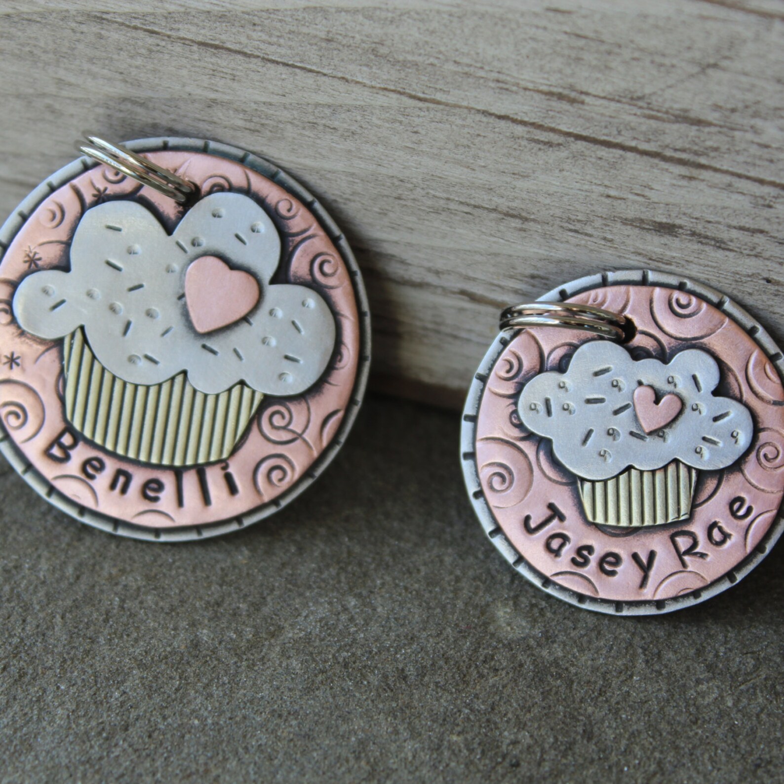 XL Custom Pet ID Tag- Dog Tag for Big Dogs- Personalized Metal Cupcake ...
