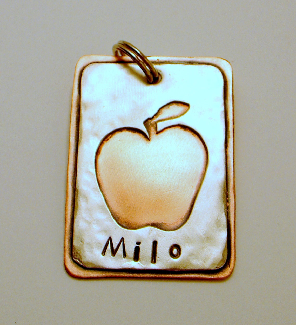 Dog ID Tag- Apple Cut Out- Mixed Metal Pet Id Tag for Medium to Large ...