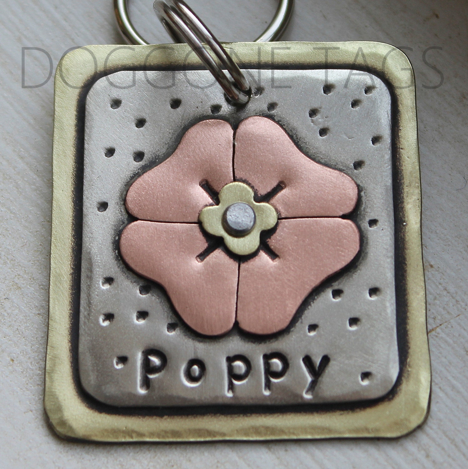 Custom Dog Tag- Personalized Flower Dog Tag for Pets- the Poppy - Etsy