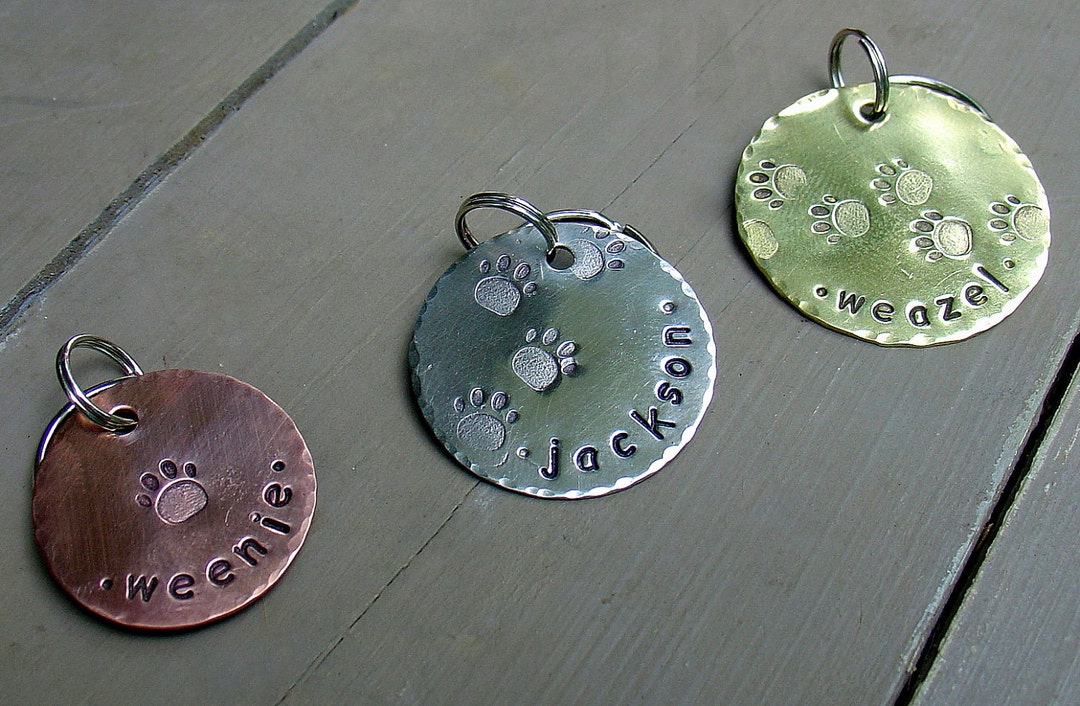Dog ID Tags-light Weight Making Tracks Round Tag - Etsy