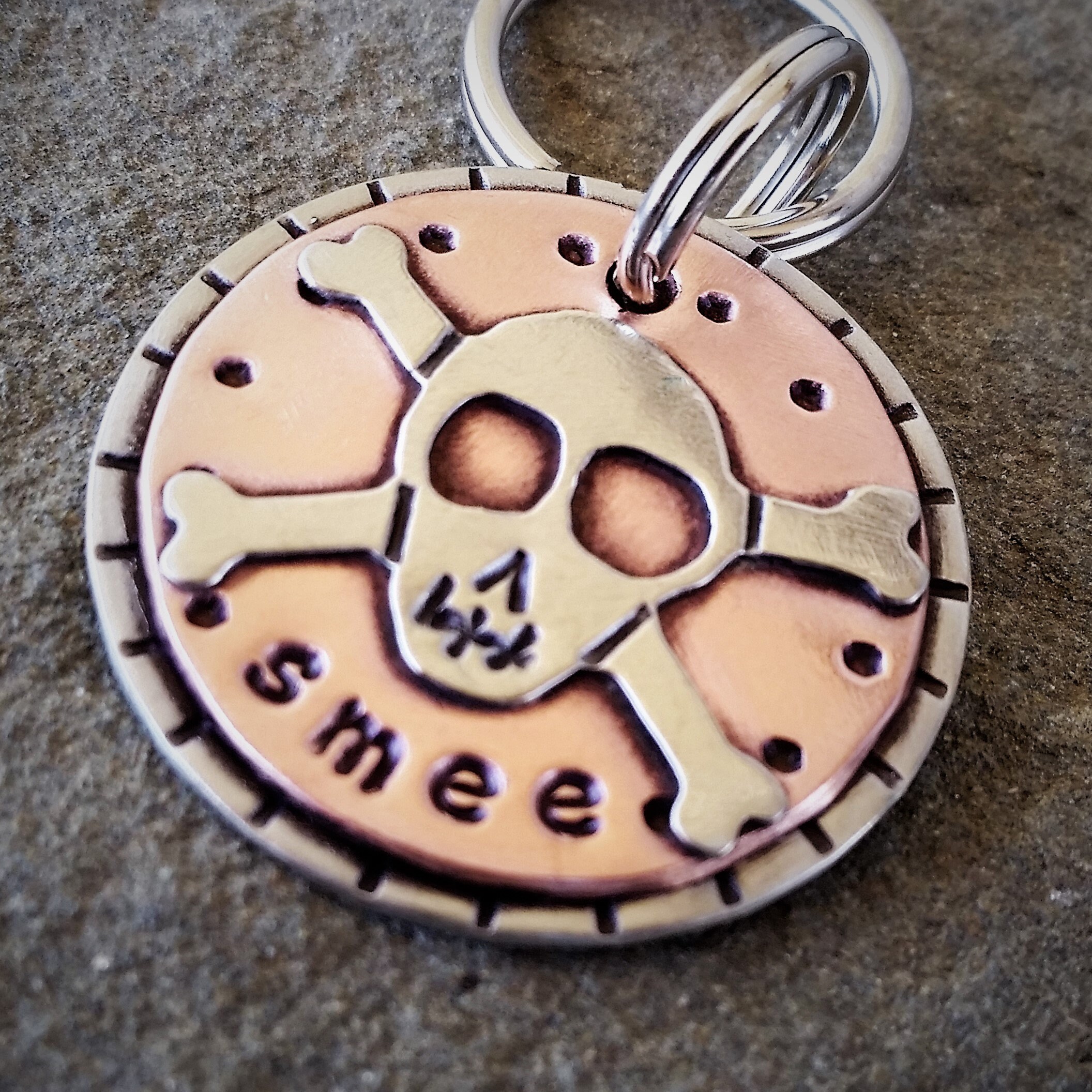 Custom Pet ID Tag-small Skull- Handmade ID Tag-personalized Dog Collar ...