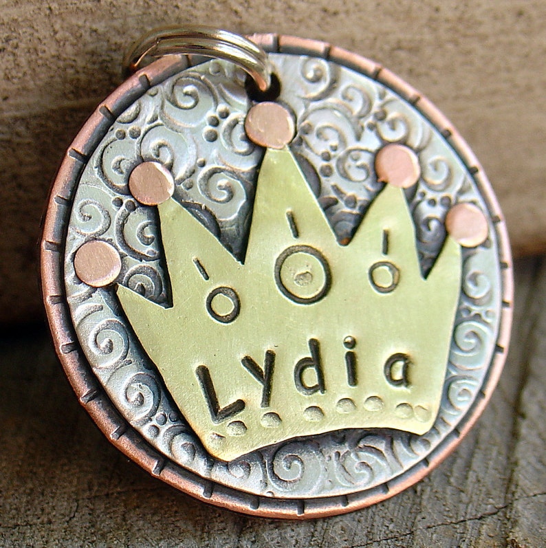XL Dog ID Tag Princess Crown Personlized Pet Id Tag - Etsy