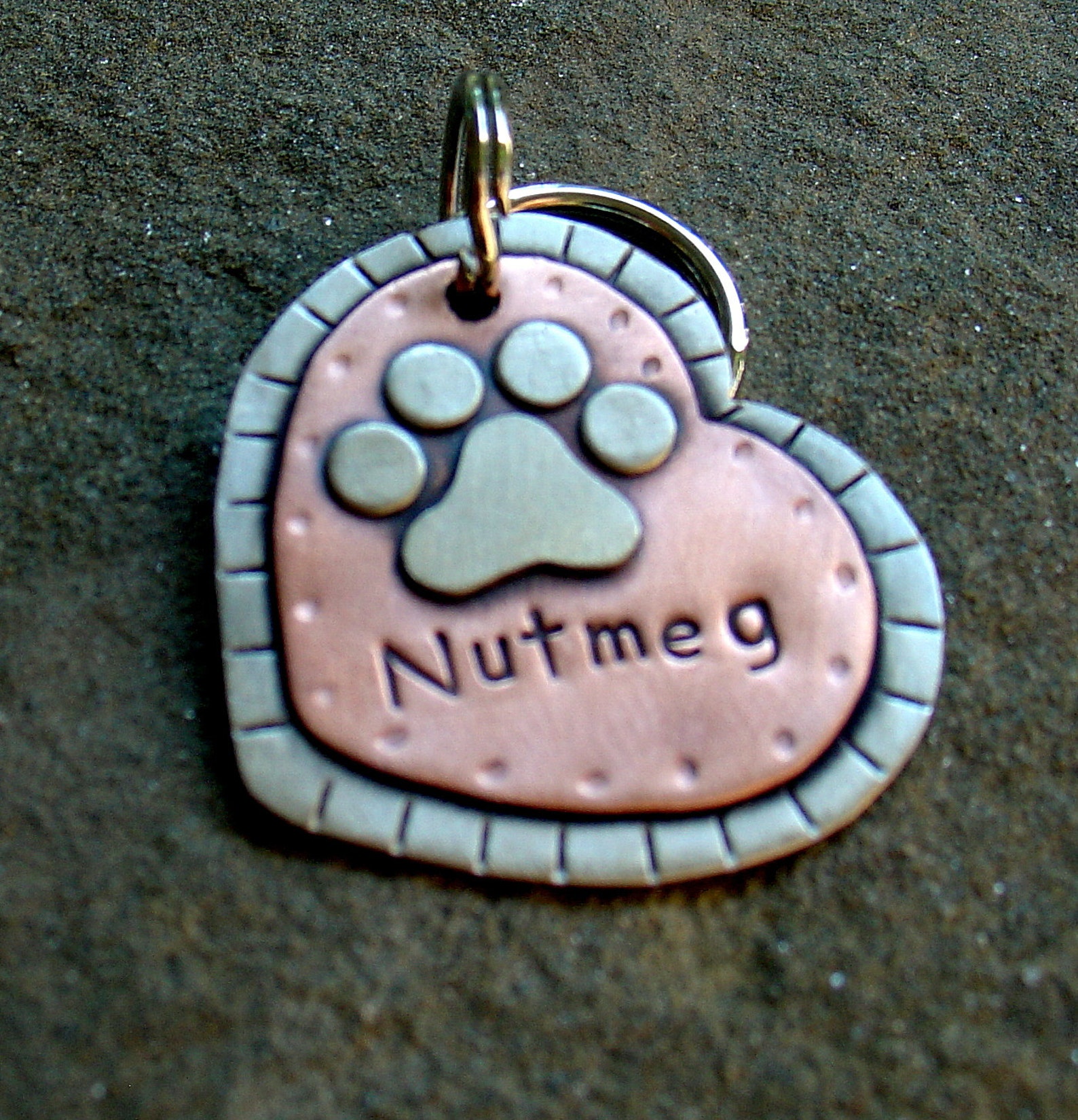 Large Dog ID Tag Metal Heart Pet Id Tag Dog Name Tag With - Etsy