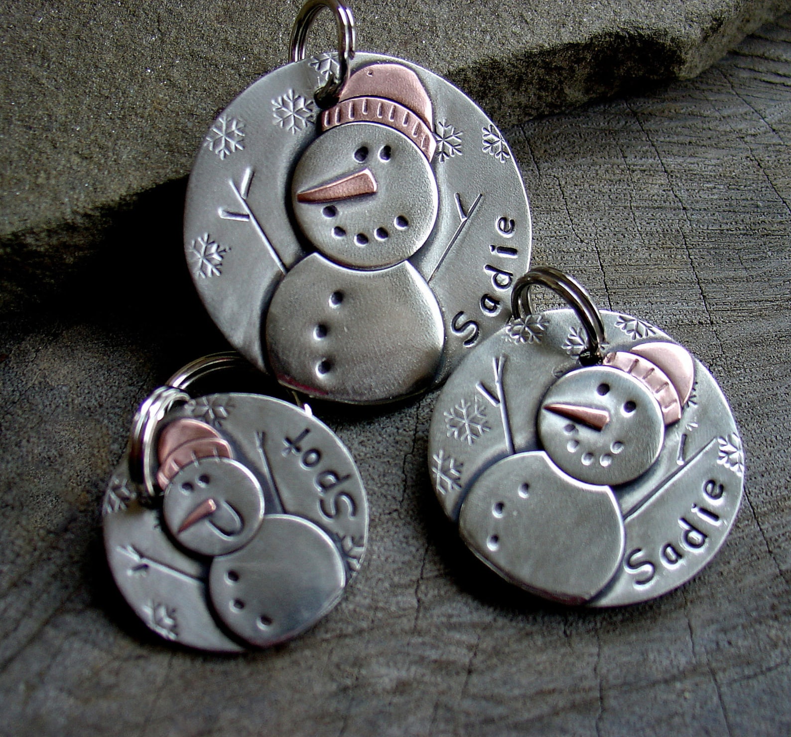 Winter and Christmas Dog ID Tag- Snowman- 3 Sizes - Etsy
