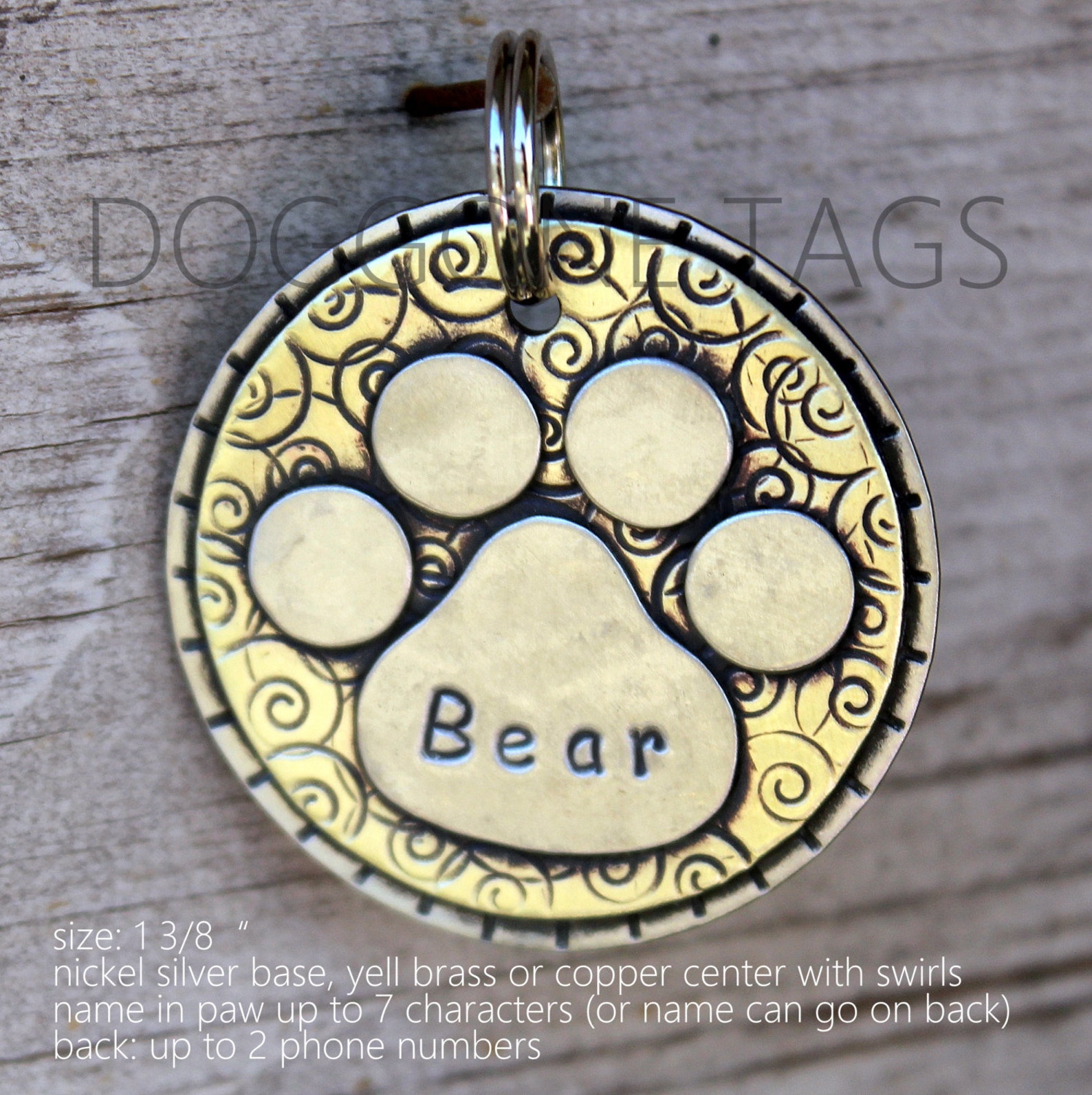 Dog Tag - Dog ID Tag - Pet Tag - Dog Tags Custom- Fancy Paw Print - Etsy