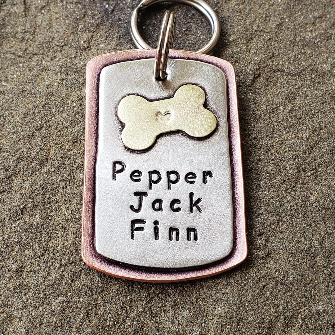 DOG TAG- Pet ID Tag- Military Shape Tag- Dog Bone Tag for Large Dogs ...
