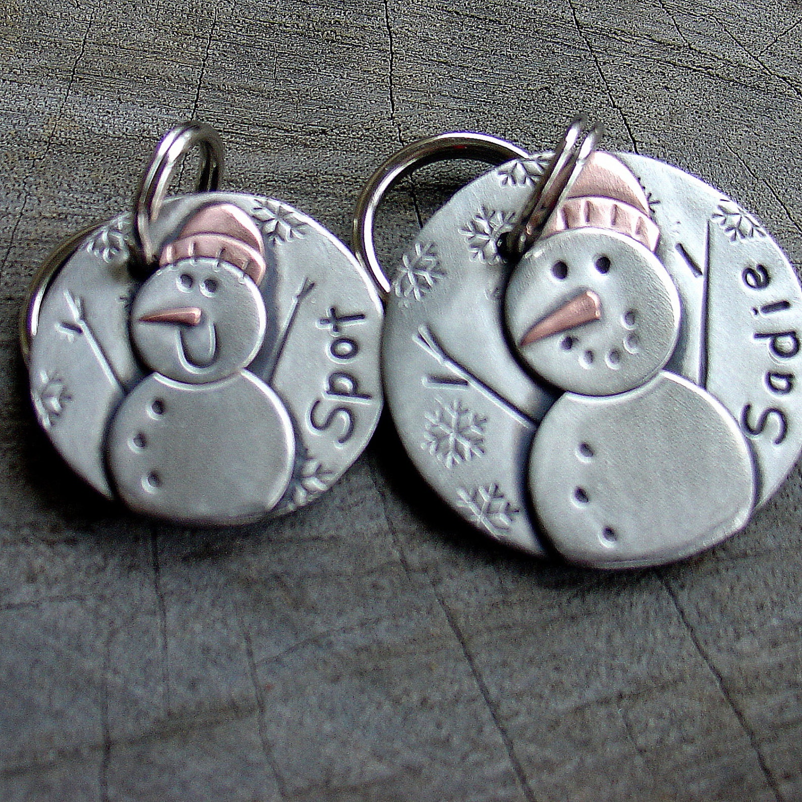 Winter and Christmas Dog ID Tag- Snowman- 3 Sizes - Etsy