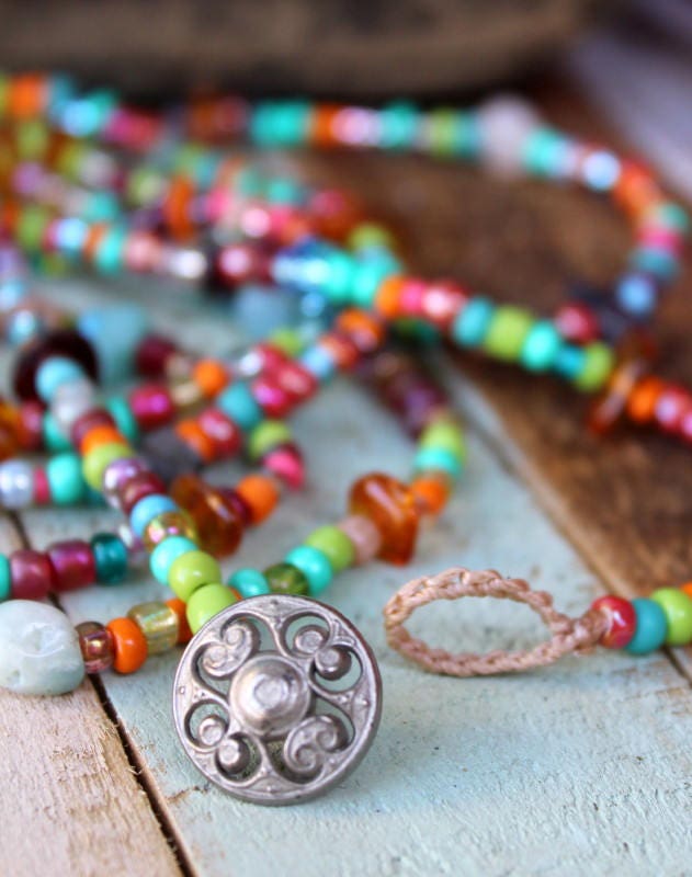 Multi Color Boho Chic Beaded Necklace and Bracelet Wrap Fun - Etsy