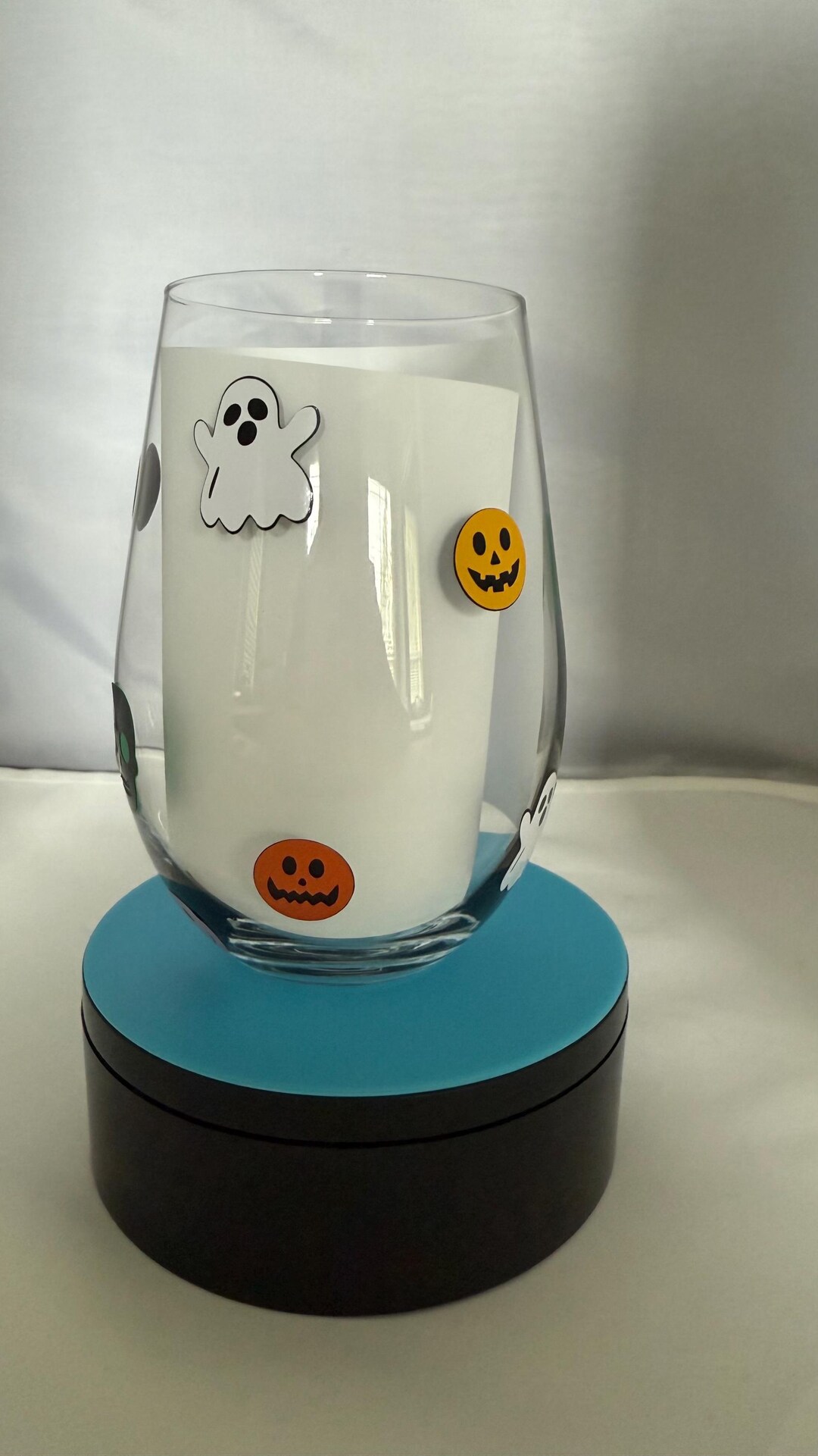 Spooky Cute Halloween Stemless Wine Glass | Ghost, Skull & Pumpkin ...